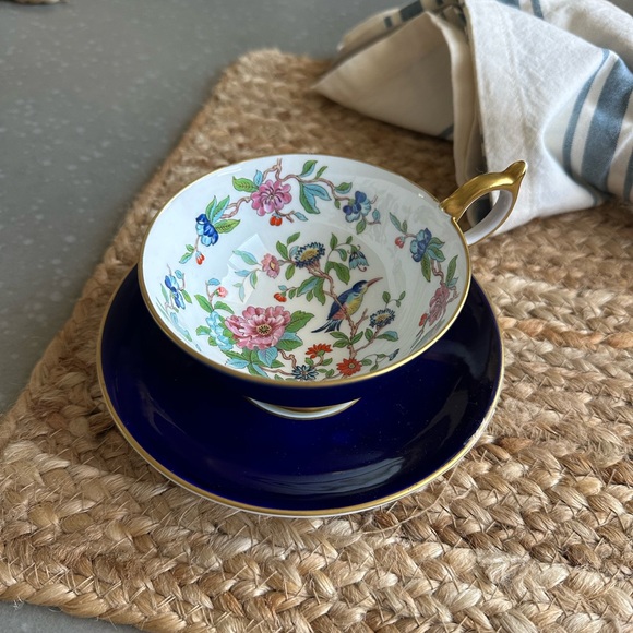 Dining Vintage Aynsley Teacup Set Cobalt Blue Wgold Trim Poshmark